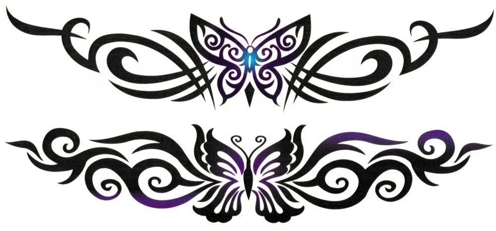 Colorful Tribal Butterfly Tattoos